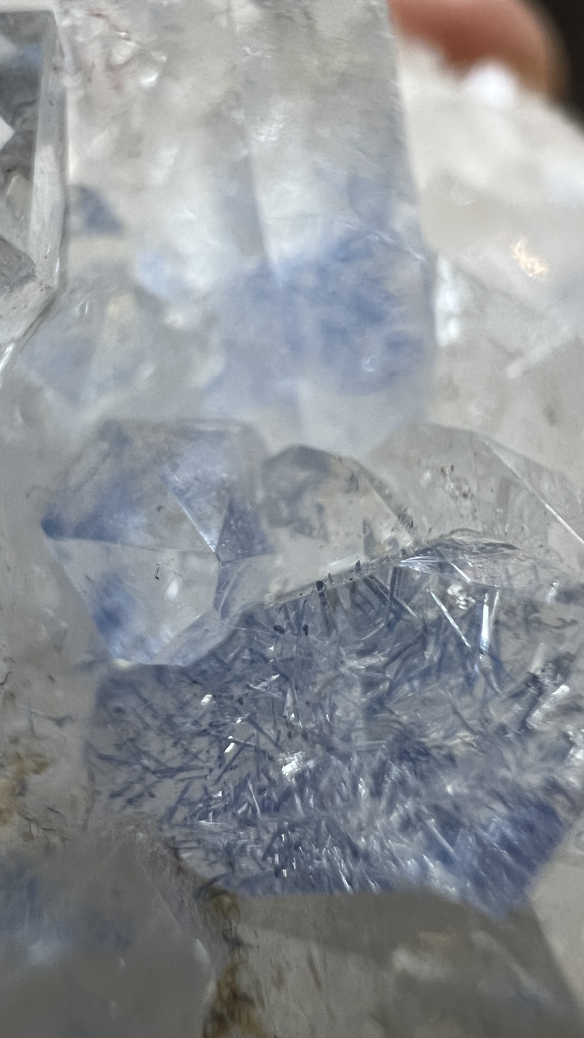 General : Dumortierite Quartz specimen with lacquer coating