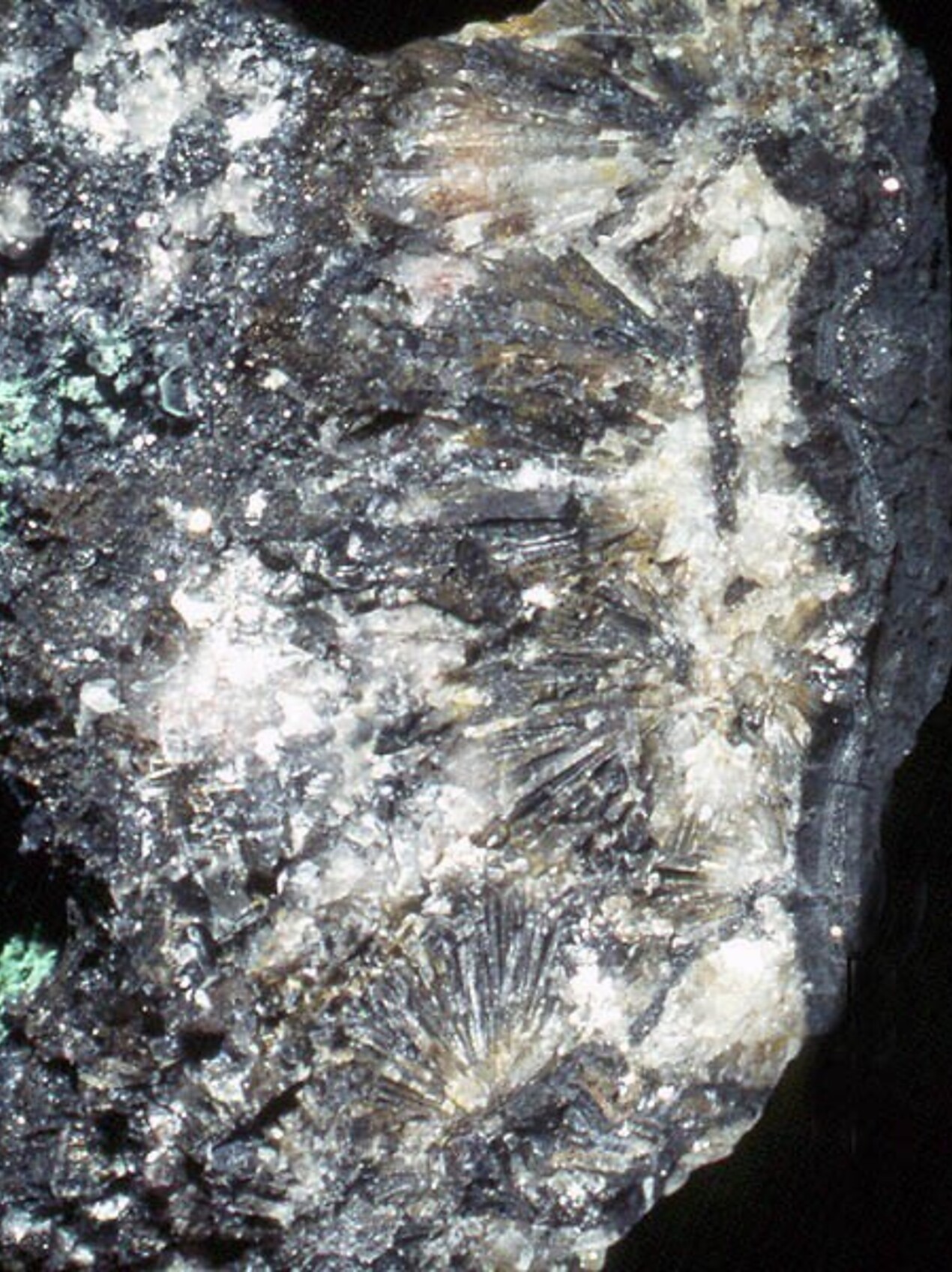 Mendipite, 7 cm across, on manganese ore Collected from vein 2 on 31st ...