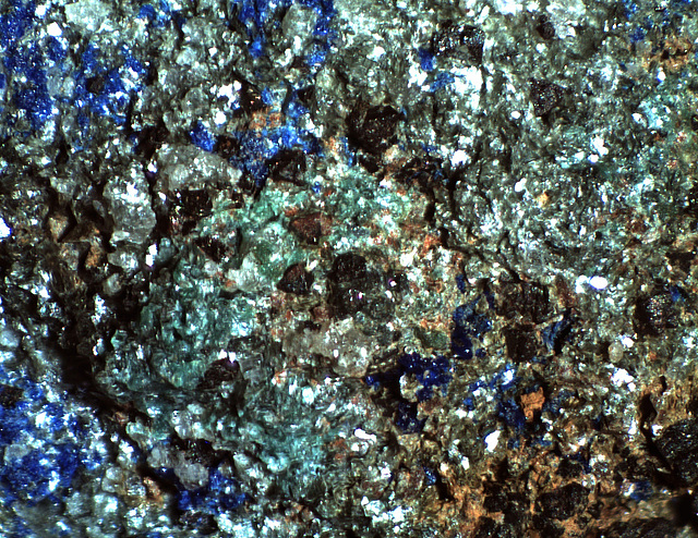 Muscovite (Var: Sericite), Azurite, Magnetite