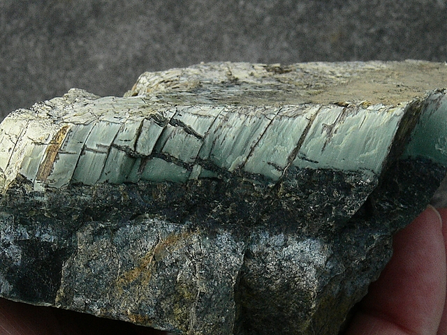 Serpentine Subgroup (Var: Picrolite), Magnetite