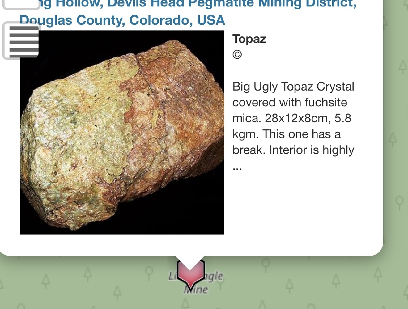 Localities : Long Hollow, Devils Head Pegmatite Mining District ...
