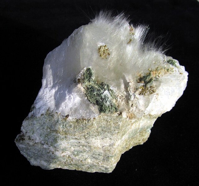 Amphibole Supergroup (Var: Byssolite), Calcite, Epidote