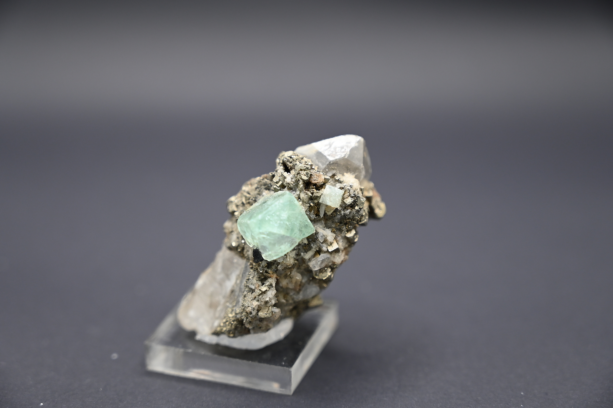 Field Collecting : Fluorite with Pyrite on Quartz.... unknown location ...