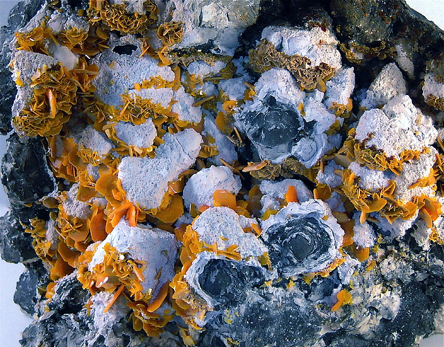 Hydrozincite, Wulfenite, Galena, Cerussite
