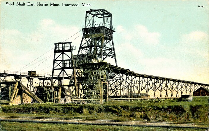 Townsite Mine (Norrie Mine), Ironwood, Gogebic iron range, Gogebic ...