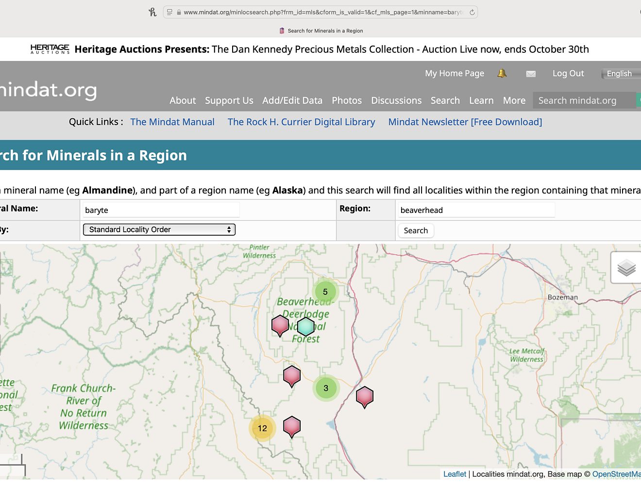Improving Mindat.org : Change in mineral search within a region ...