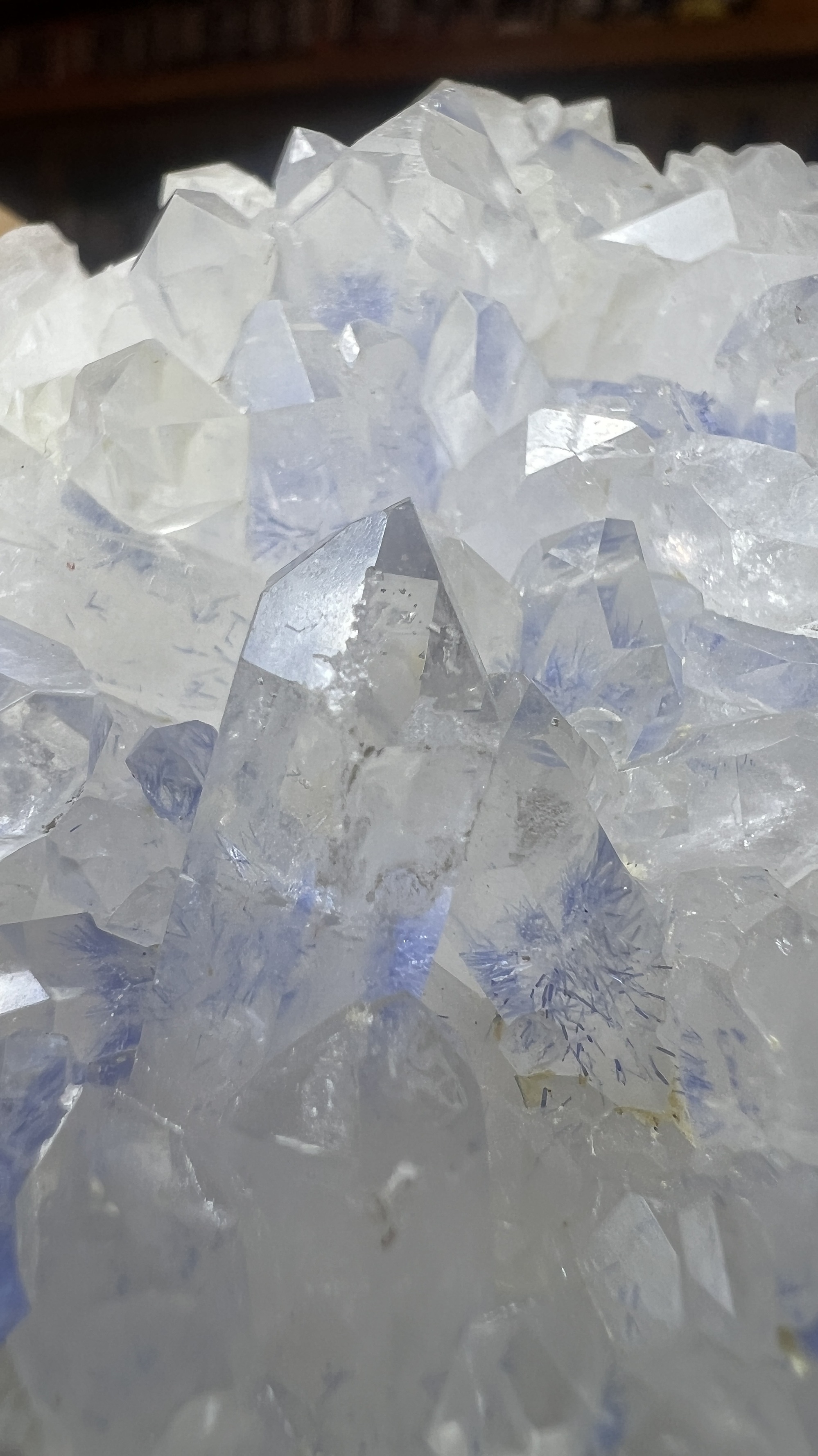 General : Dumortierite Quartz specimen with lacquer coating