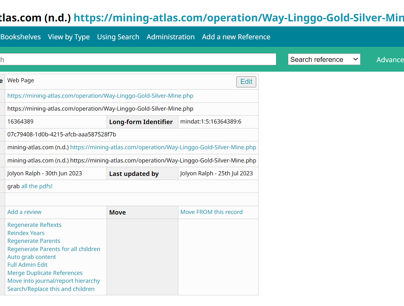 Improving Mindat.org : Web links and other ephemeral references